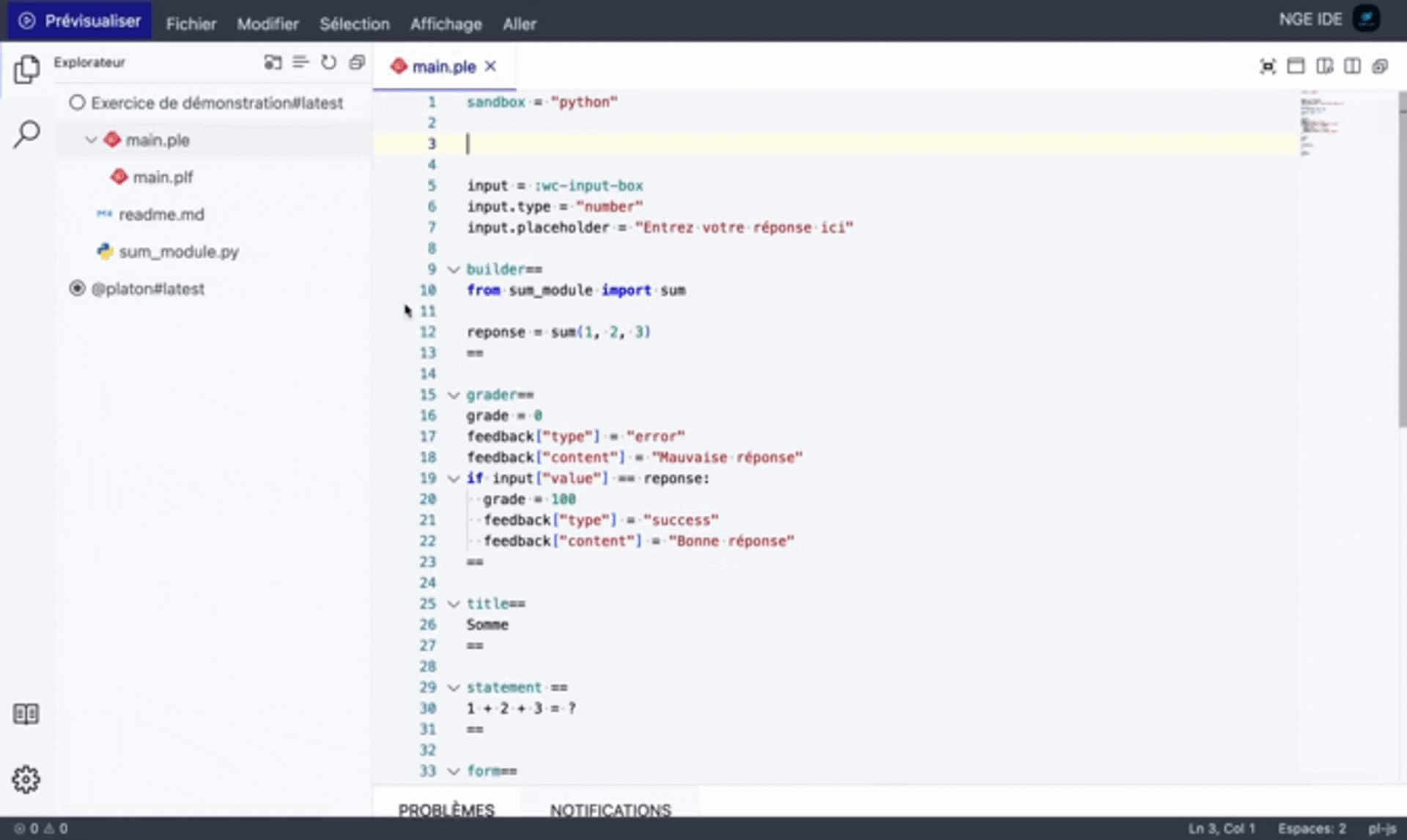 Le langage ple | PLaTon